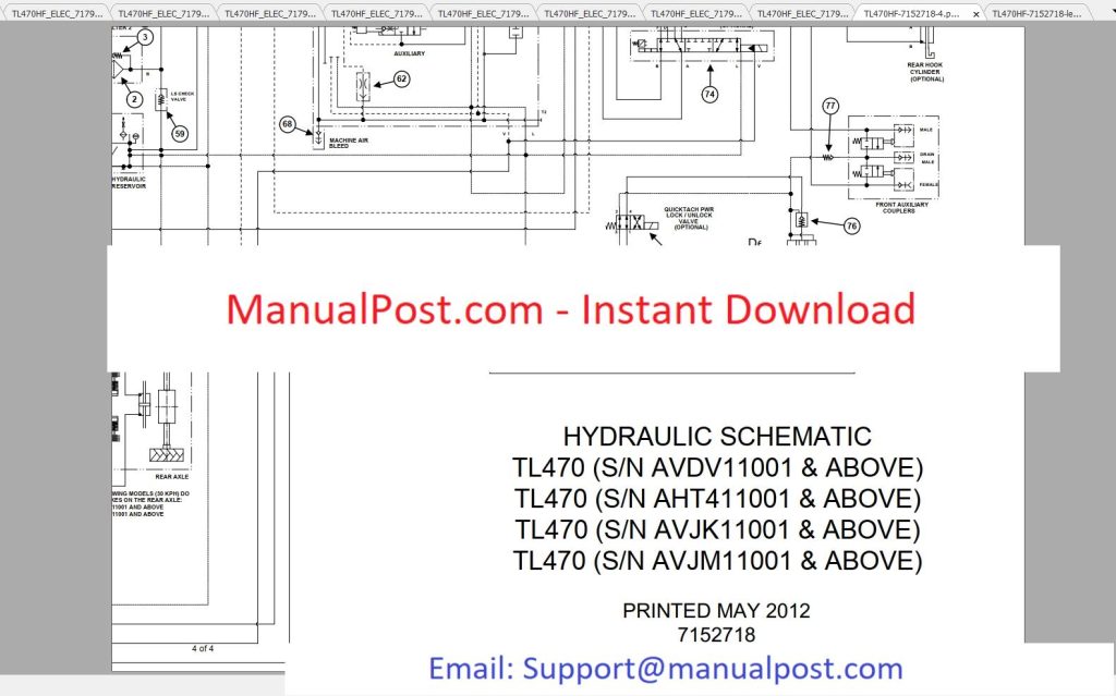 Bobcat Telescopic Handler TL470HF Hydraulic & Electrical Schematic – ManualPost – Instant ...