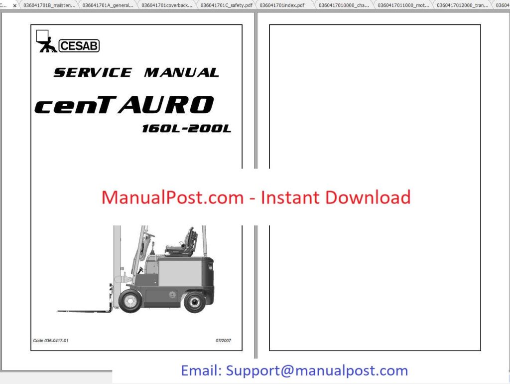 CESAB cenTAURO 160L-200L Forklift Service Manual – ManualPost – Instant ...