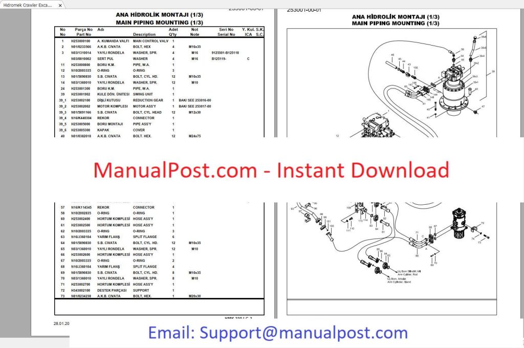 Hidromek Crawler Excavator HMK 300LC-LR MITSUBISHI 5125001 Spare Parts ...