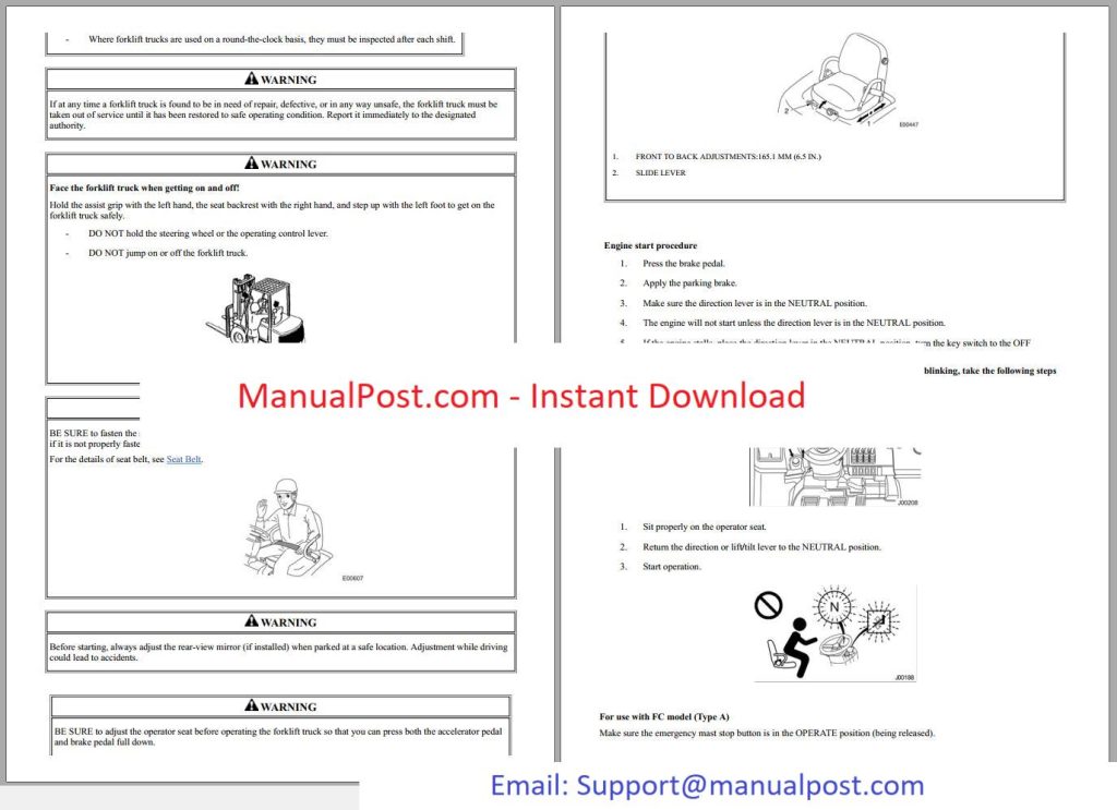 Mitsubishi Forklift FG40N1 FG45N1 FG50CN1 FG55N1 Schematic Operation ...