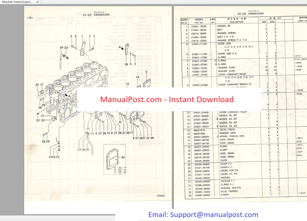 Mitsubishi Diesel Engines S6R S6R2 Parts Catalogue – ManualPost ...