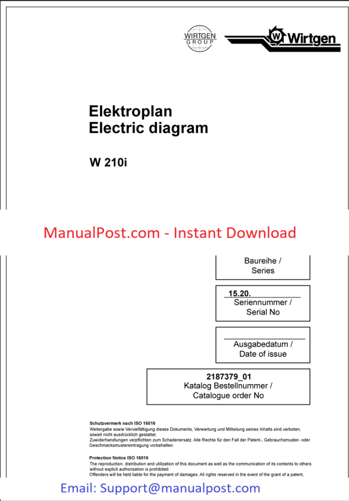 Wirtgen W210i Electric & Hydraulic Diagram – ManualPost – Instant ...