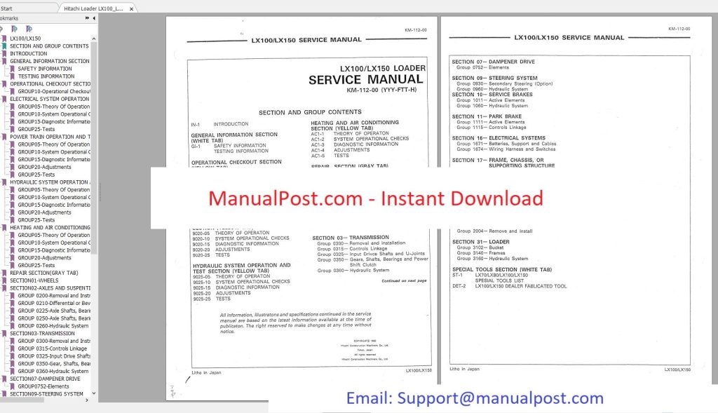 Hitachi Loader LX100_LX150 Service Manual & Schematics – ManualPost ...