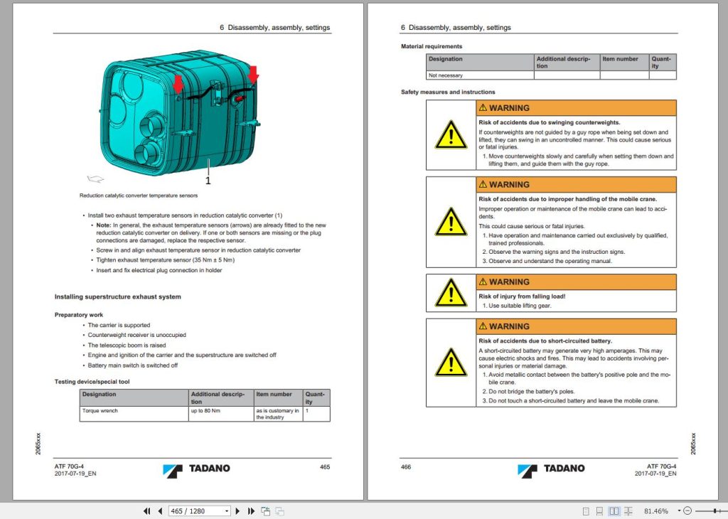 Tadano Crane ATF 70G-4 Parts Catalog & Service Manual & Circuit ...