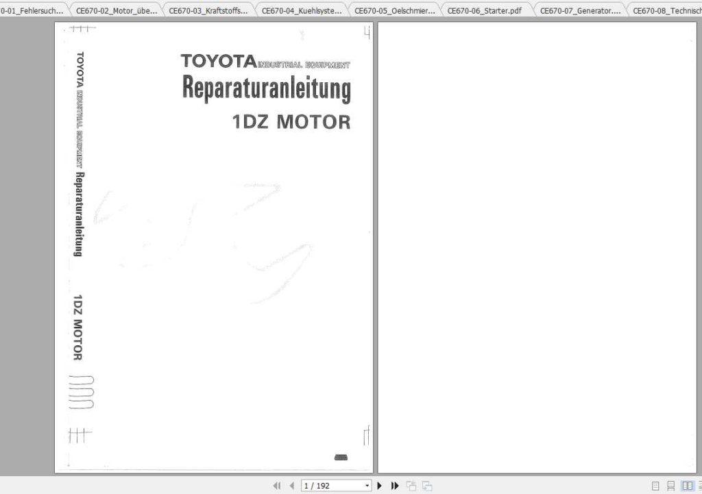 Toyota Forklift Diesel Motor 1DZ Repair Manual – ManualPost – Instant ...
